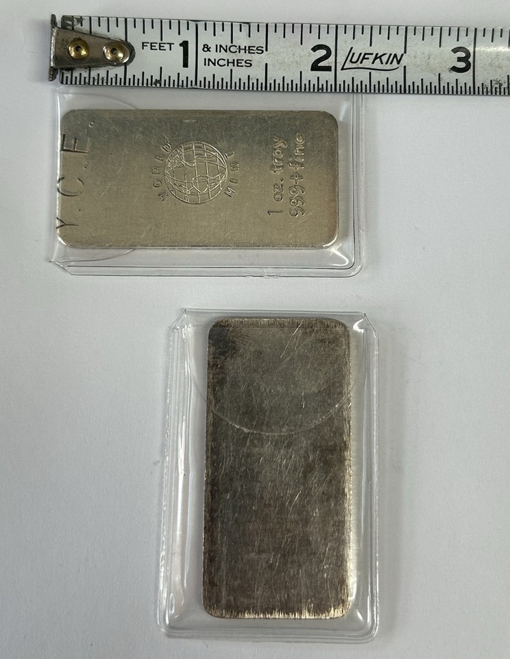 Lot Of 2 Vintage 1oz World Mint .999 Silver Bars | eBay