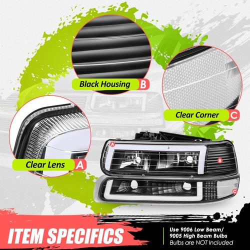C-Pattern LED DRL Headlight w/ Bumper Light for Silverado Suburban ...