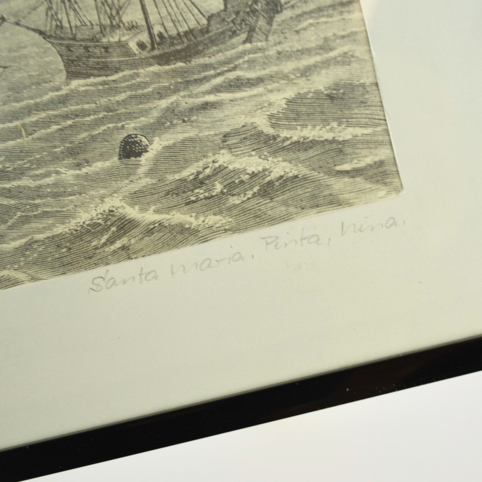 Lithograph - Sailing Ships - Santa Maria / Pinta / Nina - Christopher ...