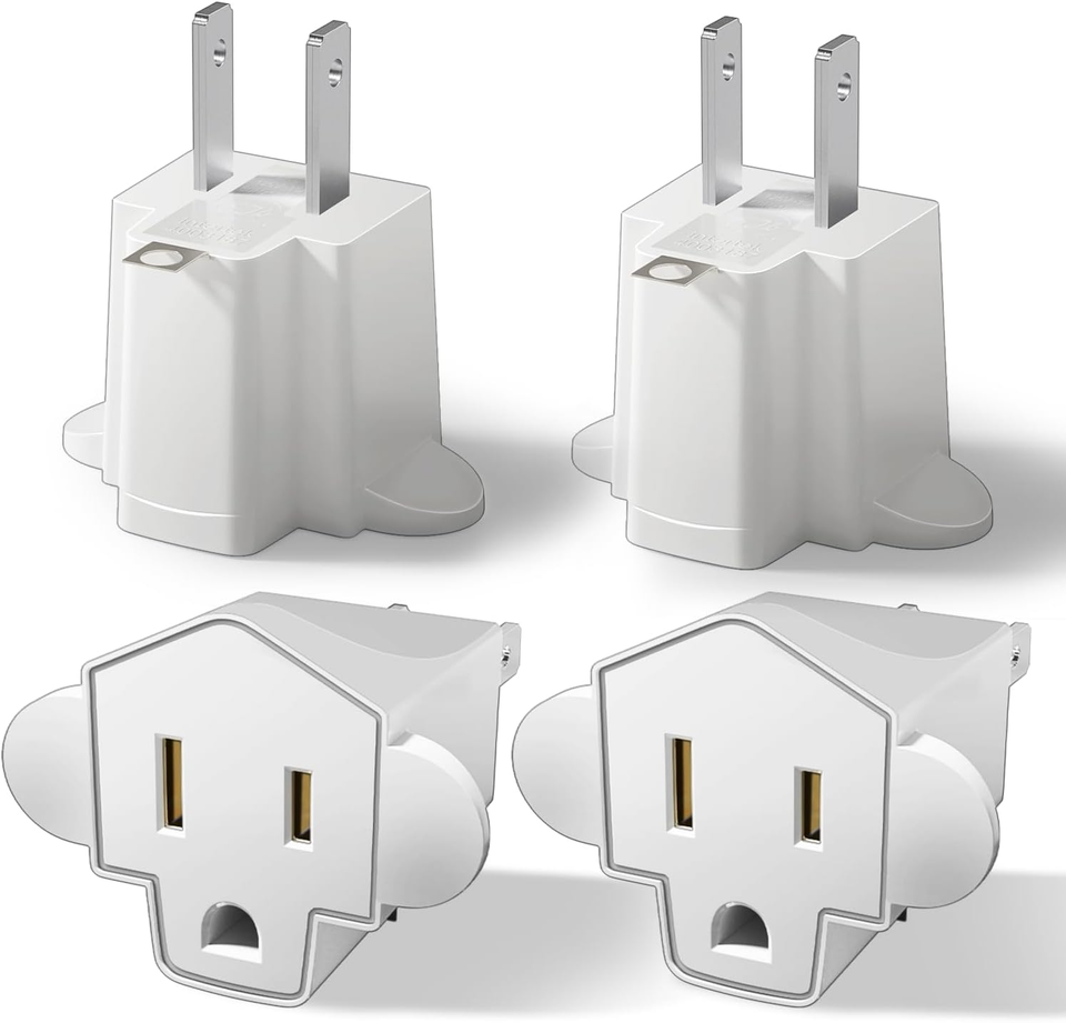 Portable 3 Prong to 2 Prong Outlet Adapter, Fireproof 392℉ 3-2 Prong ...