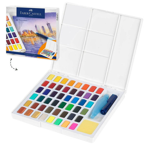 48 Watercolor Pan Set + Waterbrush & Detachable Palette 6933256641687| eBay