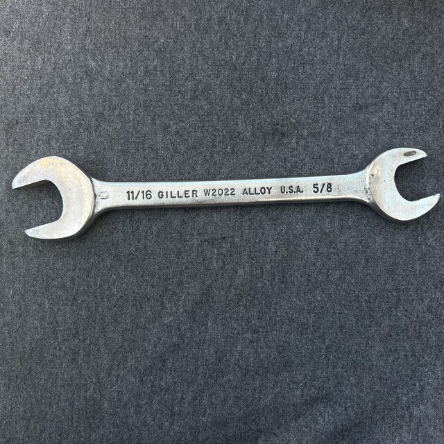 Vintage Giller USA Mil-Spec W2022 11/16in /8in SAE Open End Wrench 11/ ...