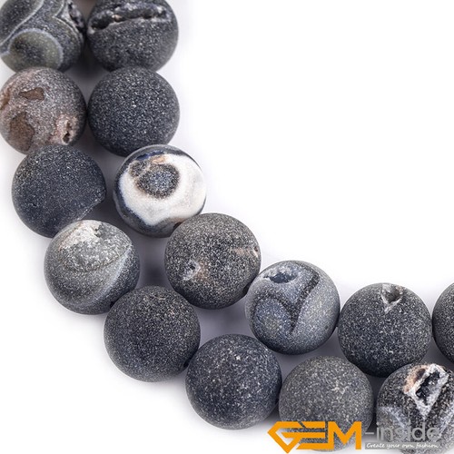 Natural Colorful Frost Geode Agate Round Beads For Jewelry Making 8mm ...