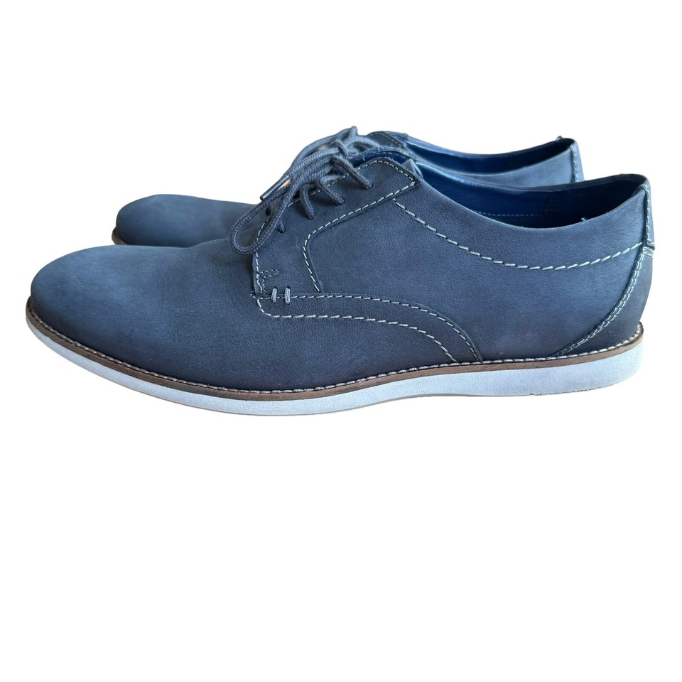 Clarks Raharto Plain Blue Nubuck Leather Oxfords 16501 Men's 10 M / EUR ...
