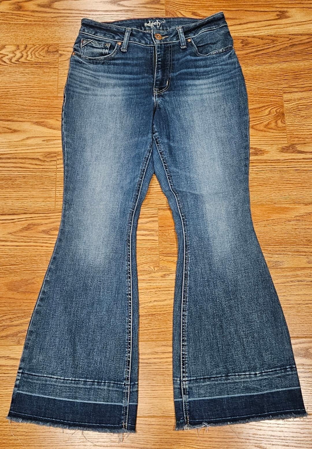 Women's Edgely Jeans High Rise Curvy Flare Raw Hem St… - Gem
