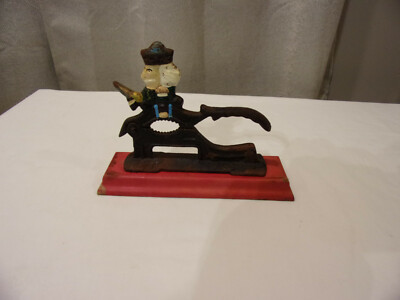 Antique Vintage Cast Iron Nut Cracker Wood Base Hand Painted / Rusty | eBay