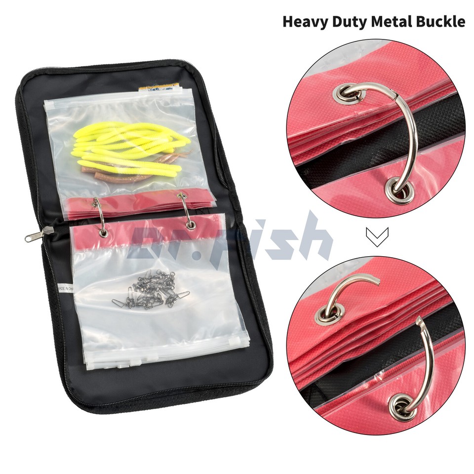 Soft Bait Binder with 10pcs PVC Bag Fishing Lure Storage Bag Wallet ...