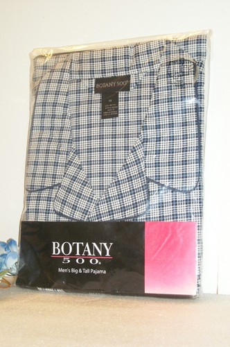 NEW Botany 500 5X Big & Tall Pajamas Black White Blue Plaid Lg Sleeve ...