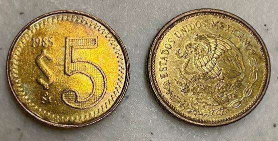 Z39 Lot of 15 Mexican 5 Peso Coins 1985 $5.00 | eBay