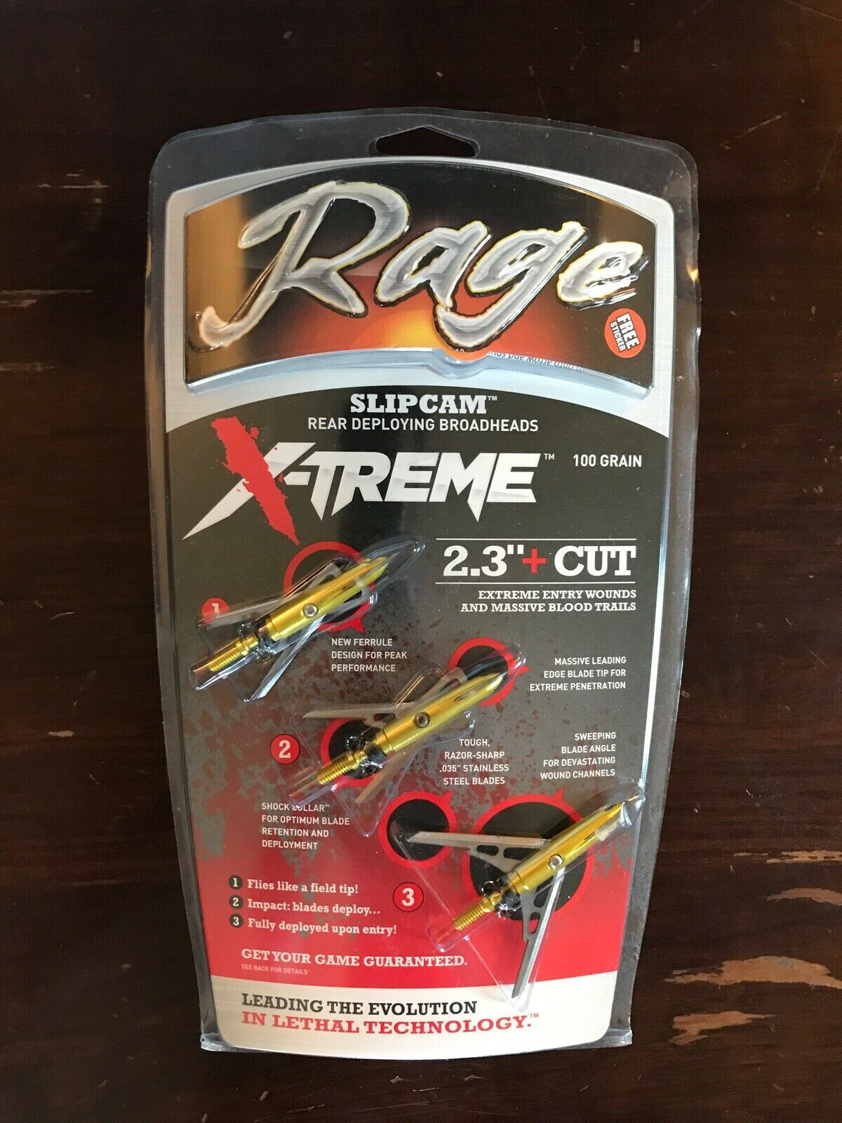 NEW Rage Xtreme. Extreme SlipCam 2 Blade 100 Gr 2.3 inch Cut Broadheads ...