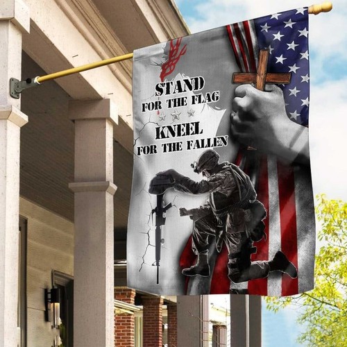 US Veteran Kneel For The Fallen Garden Flag, Veteran Patriotic Double ...