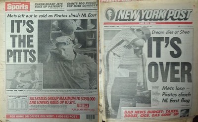 NY. DAILY NEWS - October 1, 1990 (It's Over - Mets Lose, Pirates clinch ...