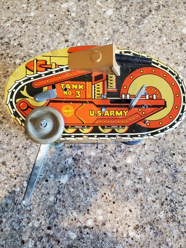 Vintage US ARMY No. 3 Windup WW1 MARX LITHO Rollover Tank 1930s working ...