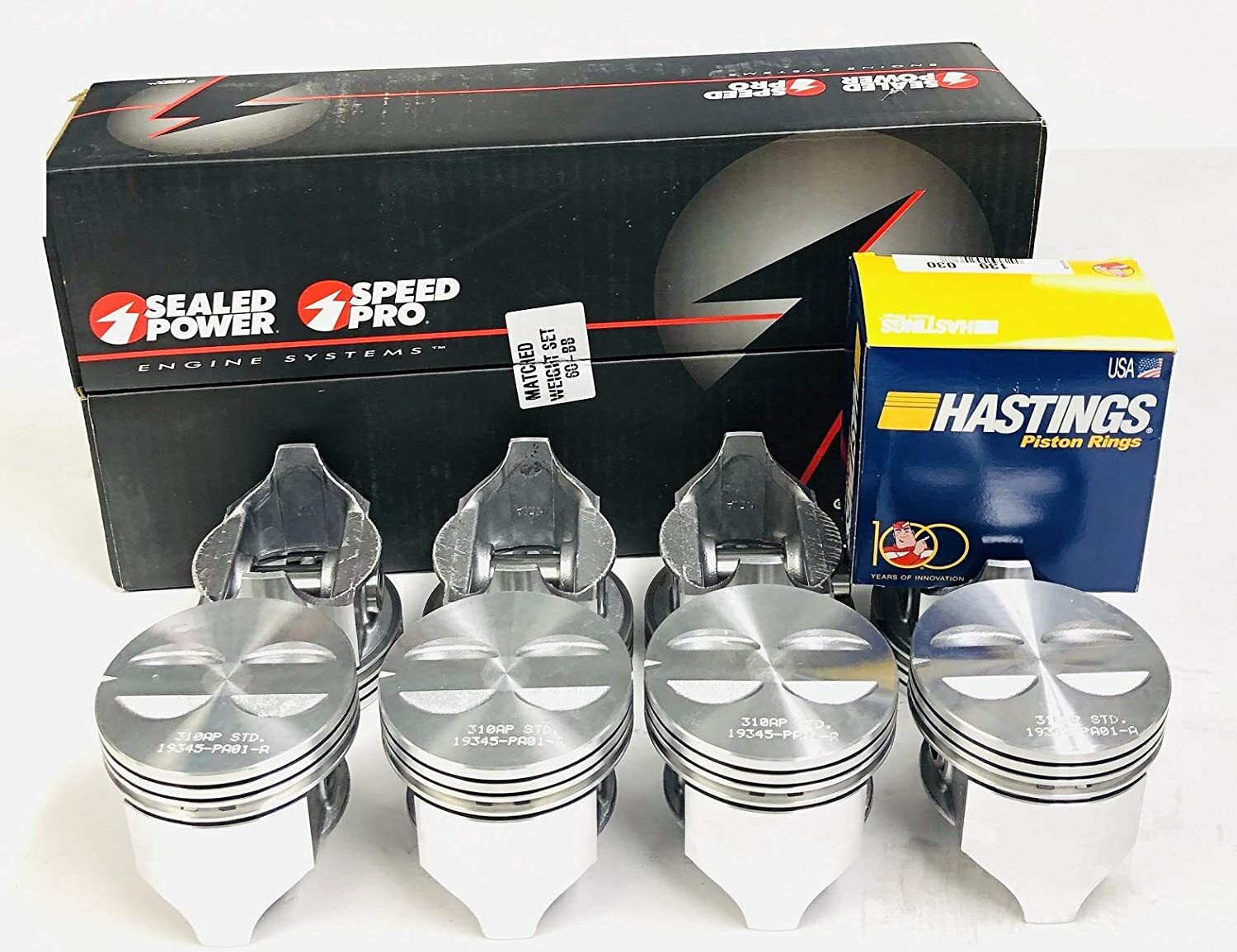 SEALED POWER Cast Flat Top Pistons Set/8+CAST Rings for Chevy SB 327 ...