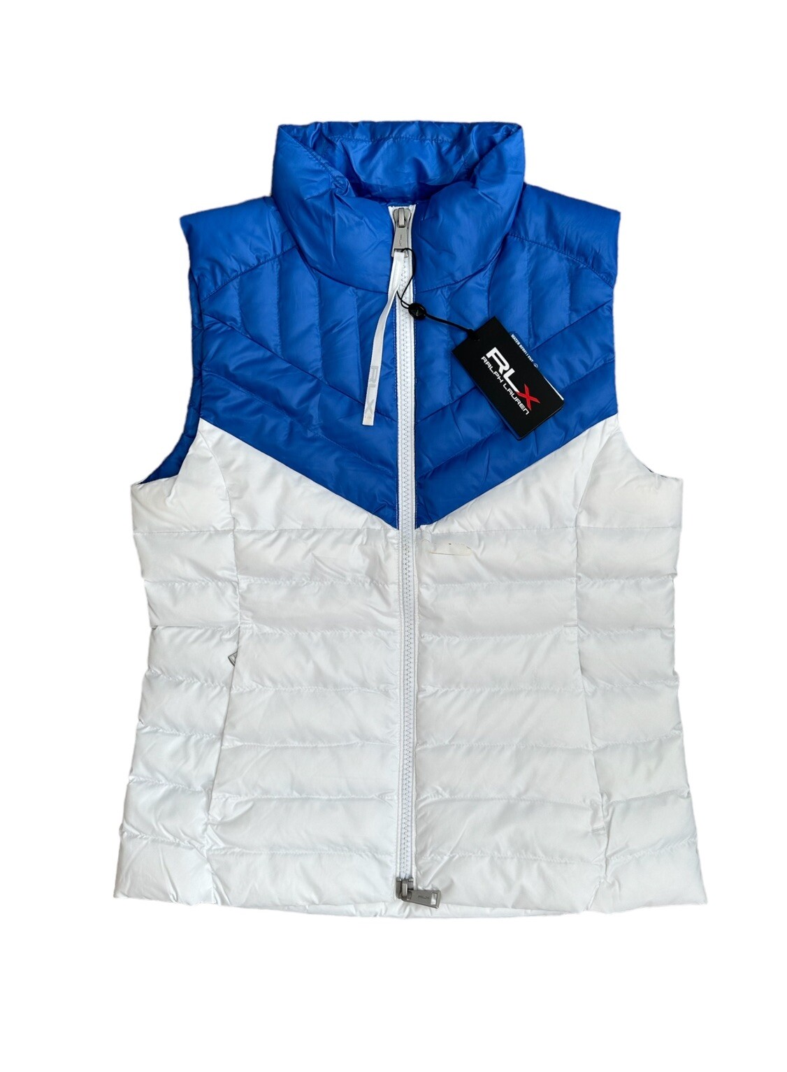 RLX Ralph Lauren Blue White Full Zip Puffer Vest Women’s Size Small ...