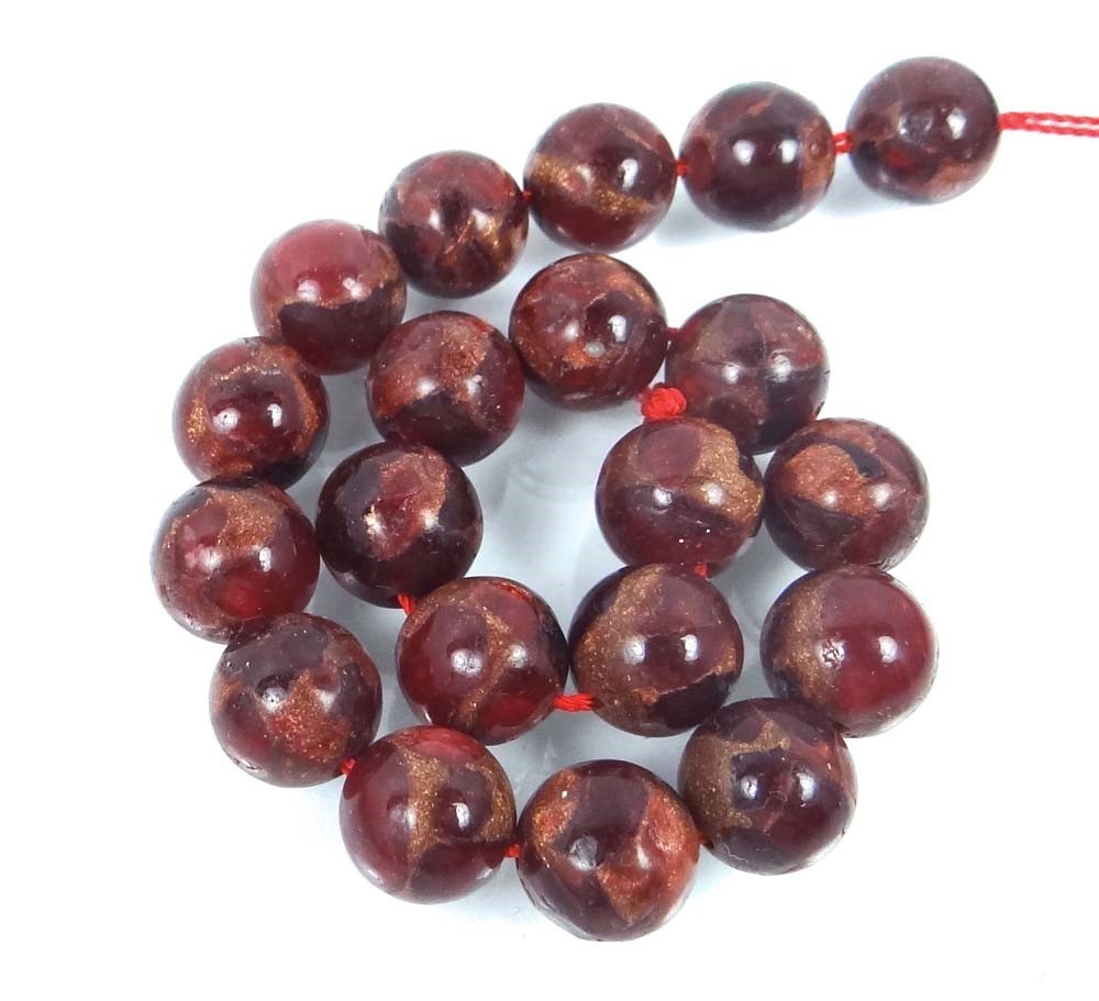 10mm Ruby in Quartz with Pyrite / Brown Vein Round Beads (20) | eBay