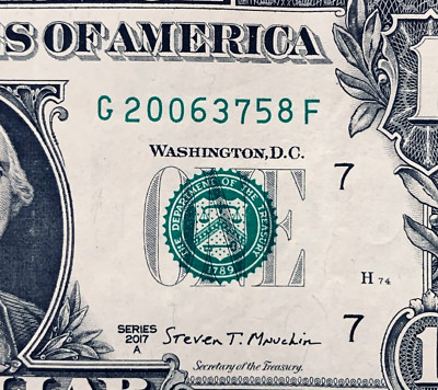 2006 Leading Birth Year Note One Dollar Bill Fancy Serial Number G2006 ...