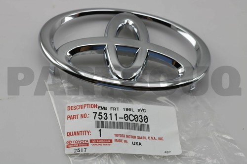 753110C030 Genuine Toyota EMBLEM, RADIATOR GRILLE (OR FRONT PANEL ...