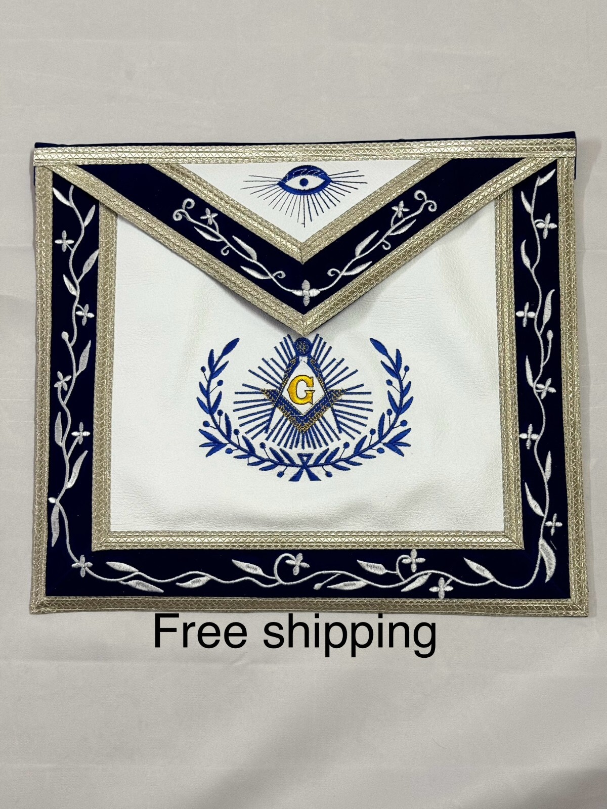 Masonic Blue Lodge Master Mason with Embroidered Border Masonic Apron ...