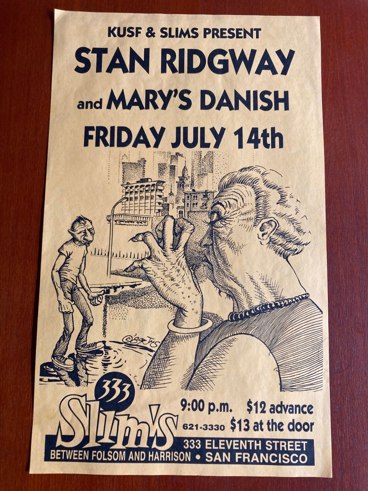 Stan Ridgway at Slim's flyer, John Seabury 1989 artwork; VG | eBay