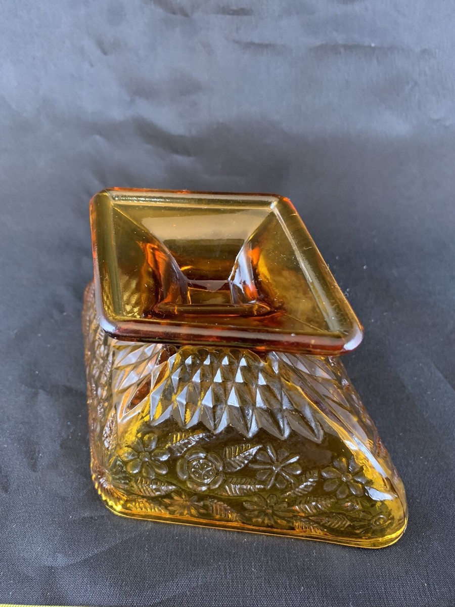 Vintage Unique Diamond Shaped Amber Depression Glass Candy I Inherited