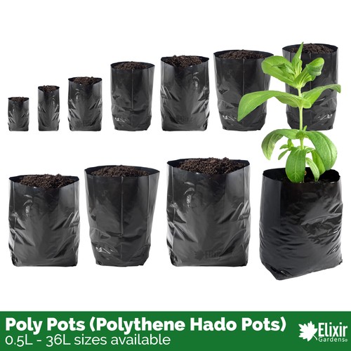 Black Poly Growbag Pots (Polythene Plant HadoPots) Various Sizes ...