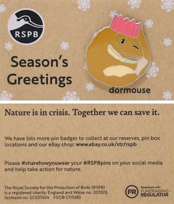 RSPB Pin Badge Christmas Special dormouse with cracker hat 03103 | eBay UK