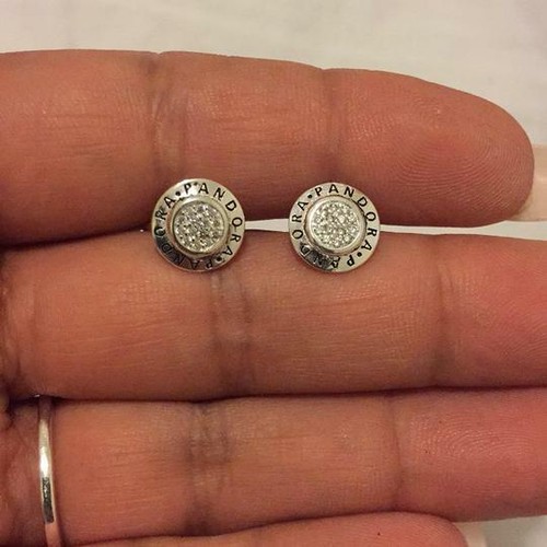 Brand New Genuine Pandora Signature Pandora Logo Stud CZ Earrings ...