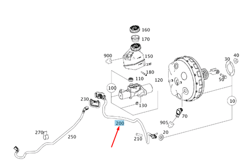 MB E W212 Brake Booster Partition Point Vacuum Line LHD A2124304929 NEW ...