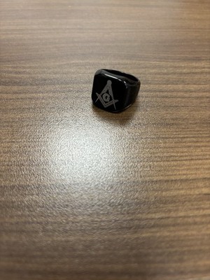 Stainless Steel Freemason Ring Black - Size 9 - New | eBay