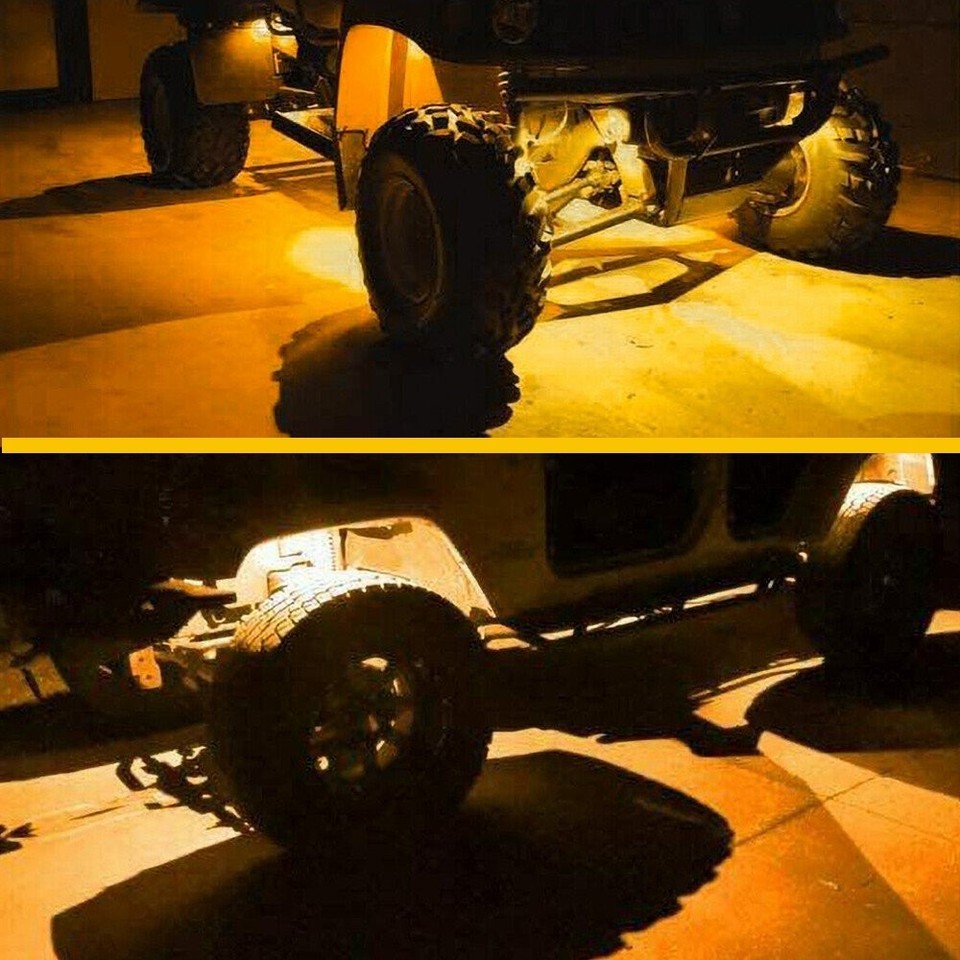4/8/16 Amber LED Rock Lights Underbody Light for Jeep Off-Road Truck ...