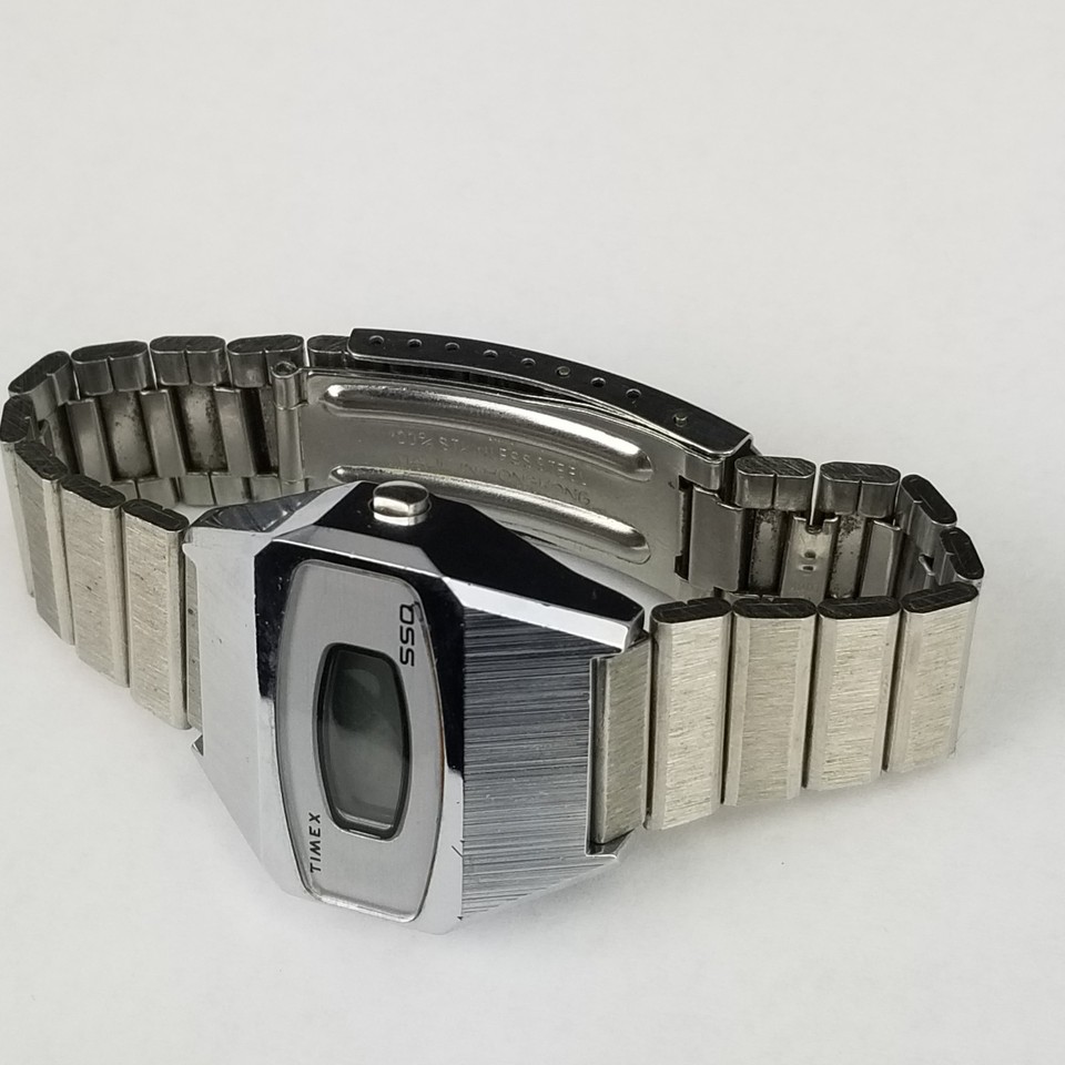 vintage digital LCD watch Timex SSQ 1970's h-cell stainless steel ...