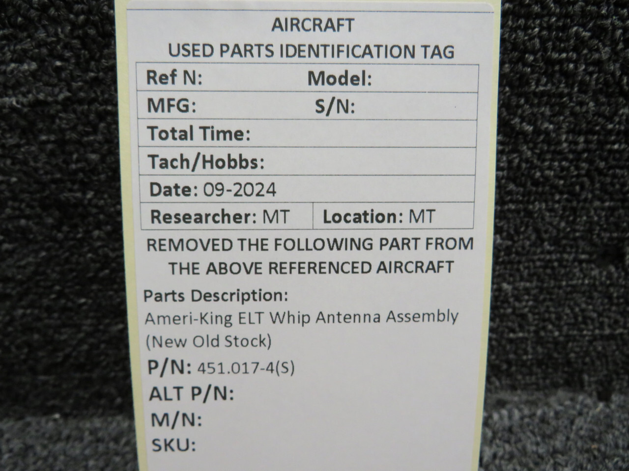 451.017-4(S) Ameri-King ELT Whip Antenna Assembly (New Old Stock) | eBay