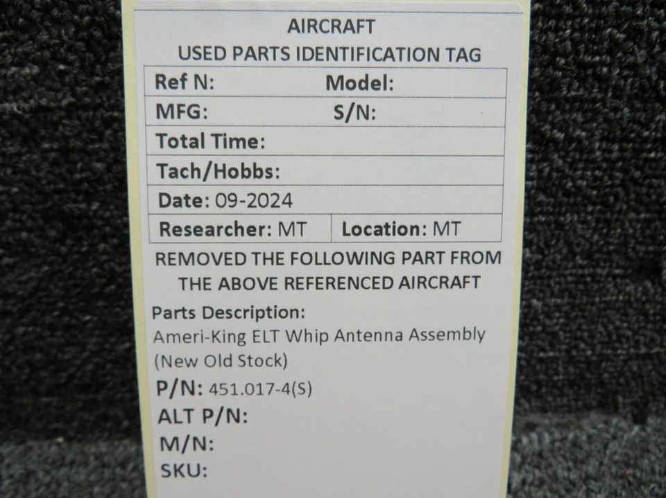 451.017-4(S) Ameri-King ELT Whip Antenna Assembly (New Old Stock) | eBay