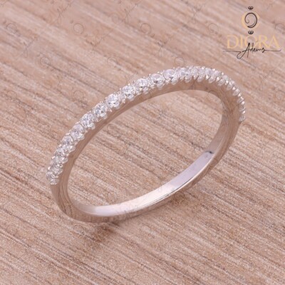 Half Eternity S925 Wedding Band Promise Ring With Simulated Gif For Her ...