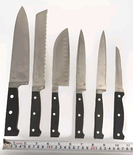 Calphalon Knife Set Of 6 Forged No Stain Black Handle Kitchen Steak ...