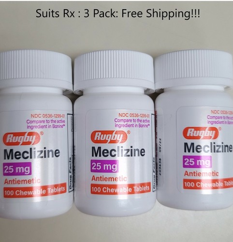 Meclizine 25mg AntiNausea,Vertigo/Travel Sickness Chew ( Bonine) 100ct ...