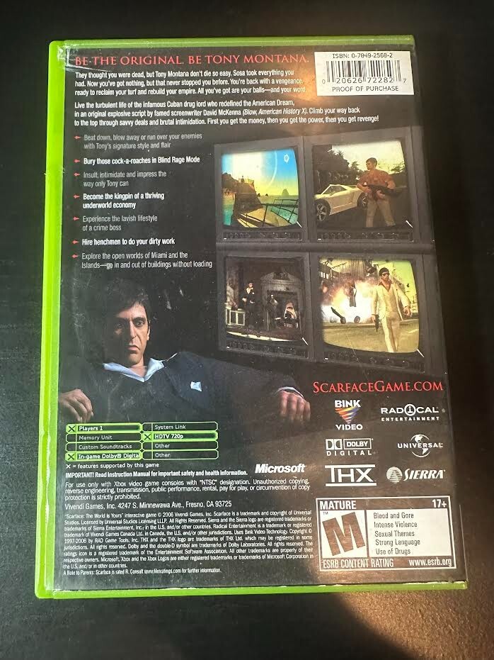 Scarface: The World is Yours (Microsoft Xbox, 2006) 20626722827 | eBay