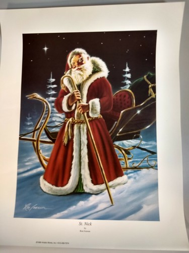 Vintage St Nick Santa Claus Poster by Ron Iverson 1999 Artistic Works ...