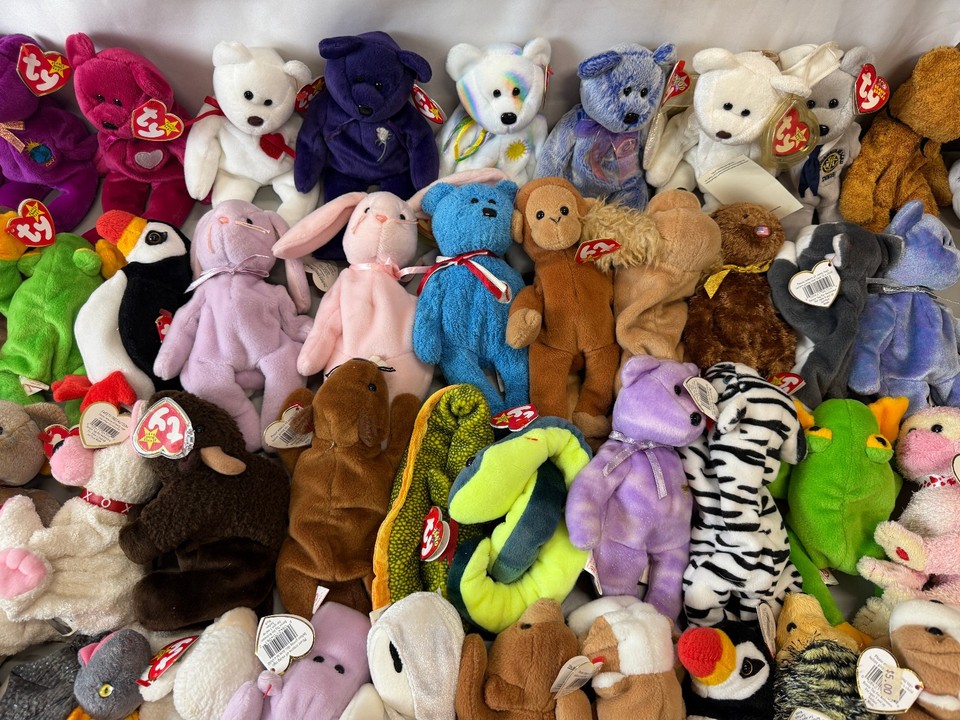 ~~ LOT OF 120+ TY BEANIE BABIES, DISNEY, WEBKINZ RUDOLPH & MISC PLUSH ...