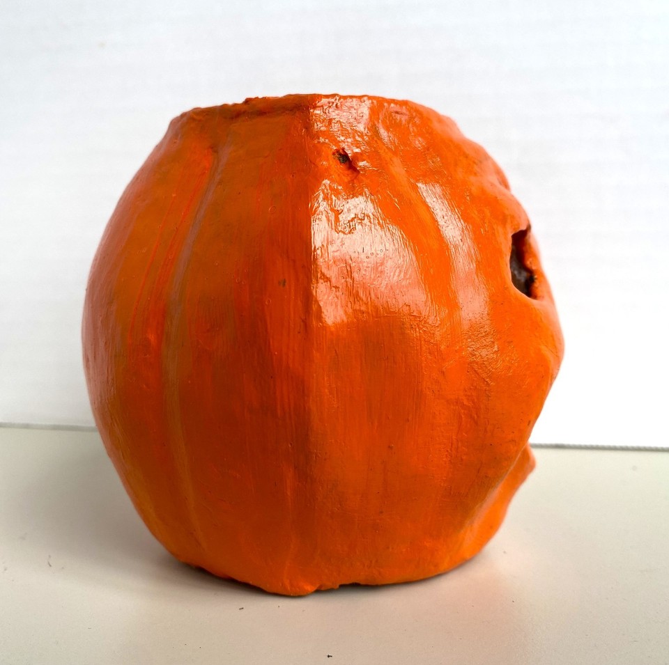 Vintage Orange 4" Smiley Boy Paper Mache Halloween Pumpkin Jack O ...