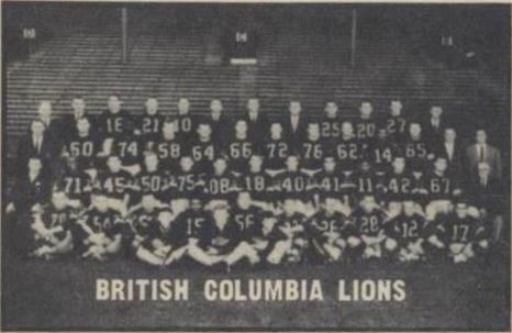 1962 Topps CFL - Team Checklist BC Lions #20 (RC) for sale online | eBay