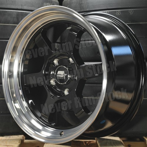 MST MT-01 16x8 5x114.3 20 OFFSET 6 SPOKES BLACK MACHINE LIP SPORT 4 ...
