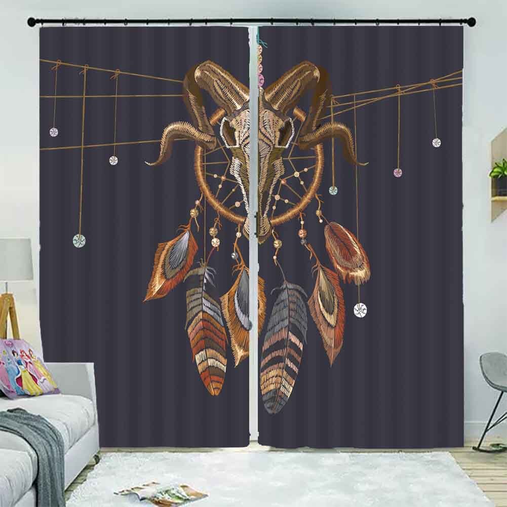 Brown Rhinoceros Wrap 3D Curtain Blockout Photo Printing Curtains Drape ...