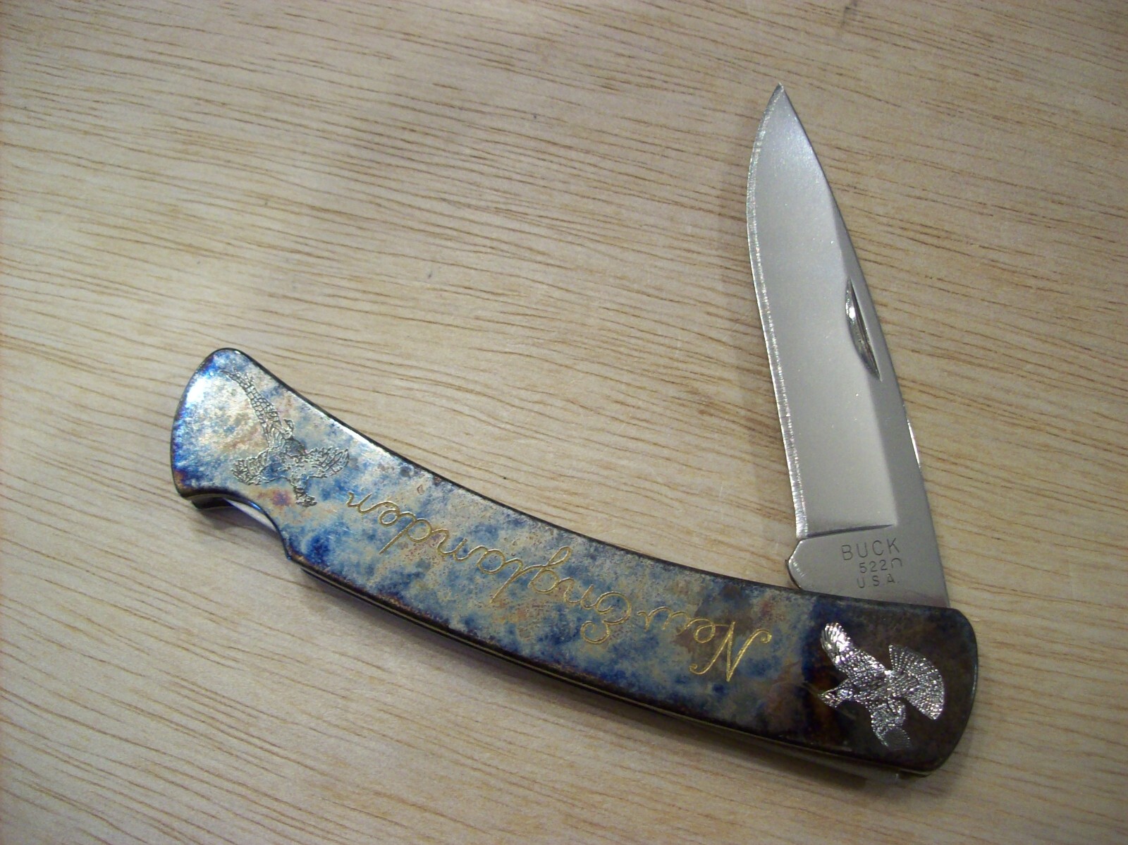 RARE LIMITED EDITION BUCK KNIFE 522 / ENGRAVED ARTWORK SCALES TONED ...