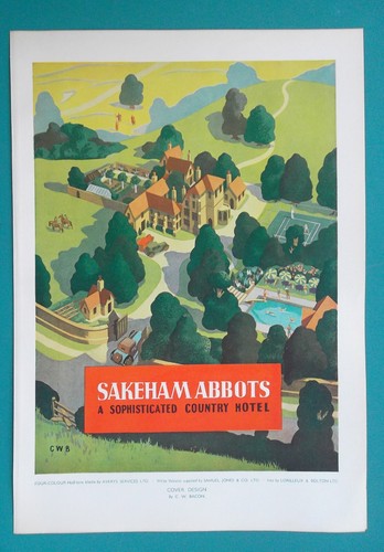 COUNTRY HOTEL Book Cover Sakeham Abbots by Cecil W. Bacon - 1936 COLOR ...