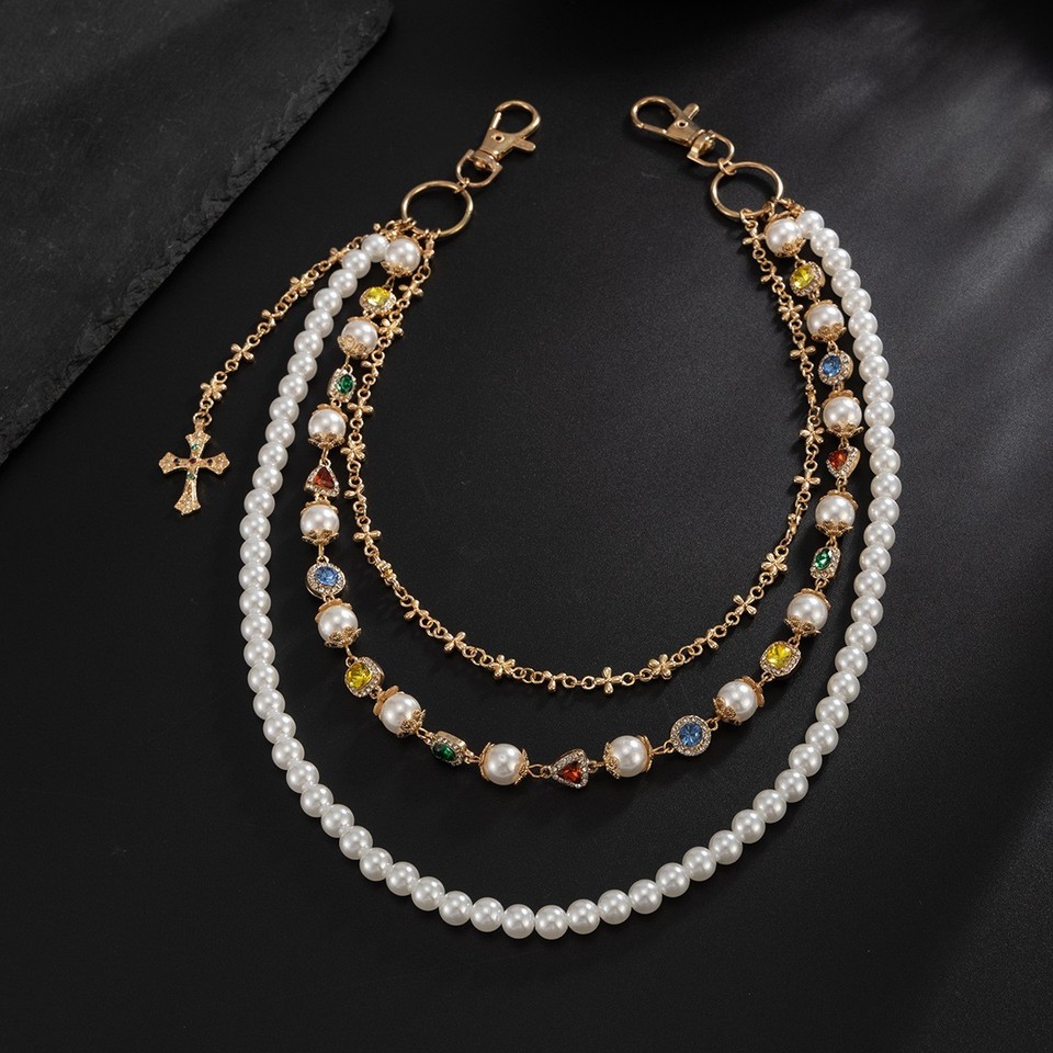 Womens Beaded Wallet Chain Links Keychain Jeans Chain for Lady Purse ...