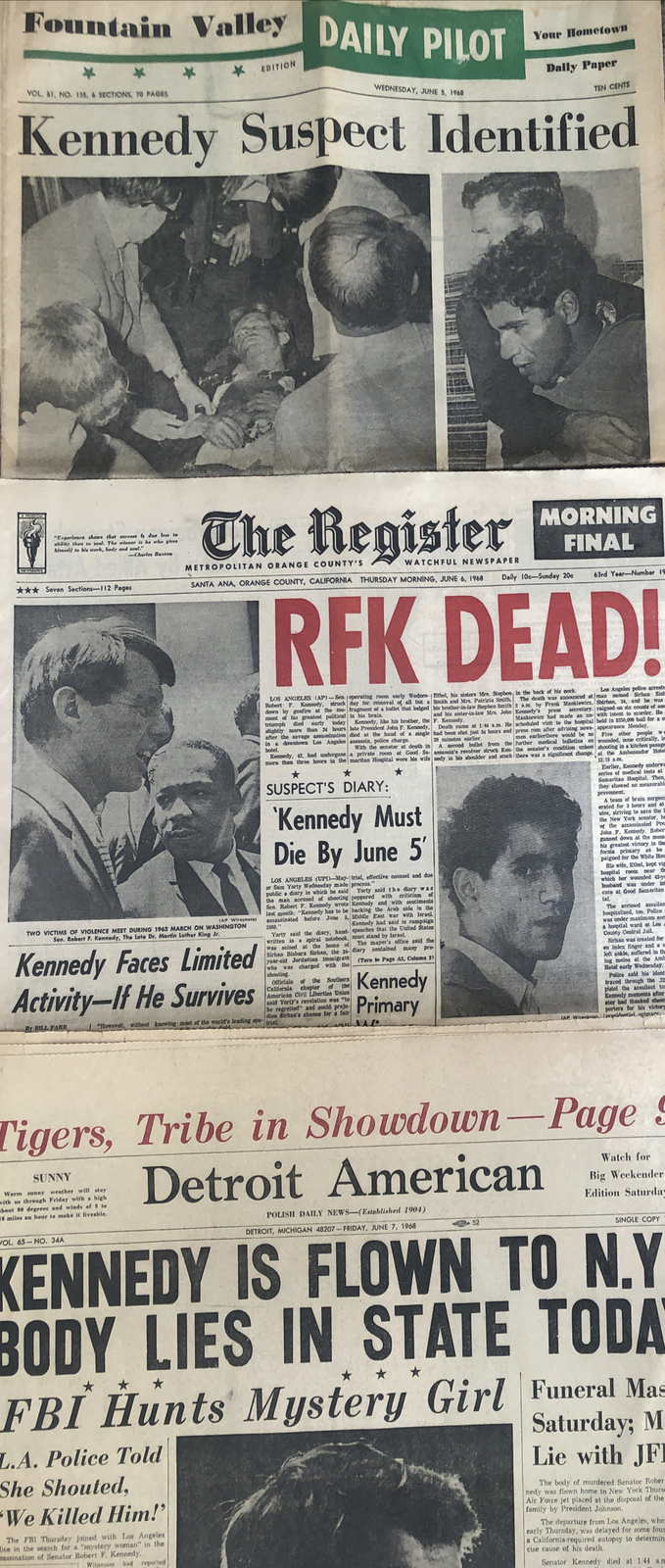 Robert F Kennedy RFK Dead 1968 Newspaper Lot of 3 Martin Luther King | eBay