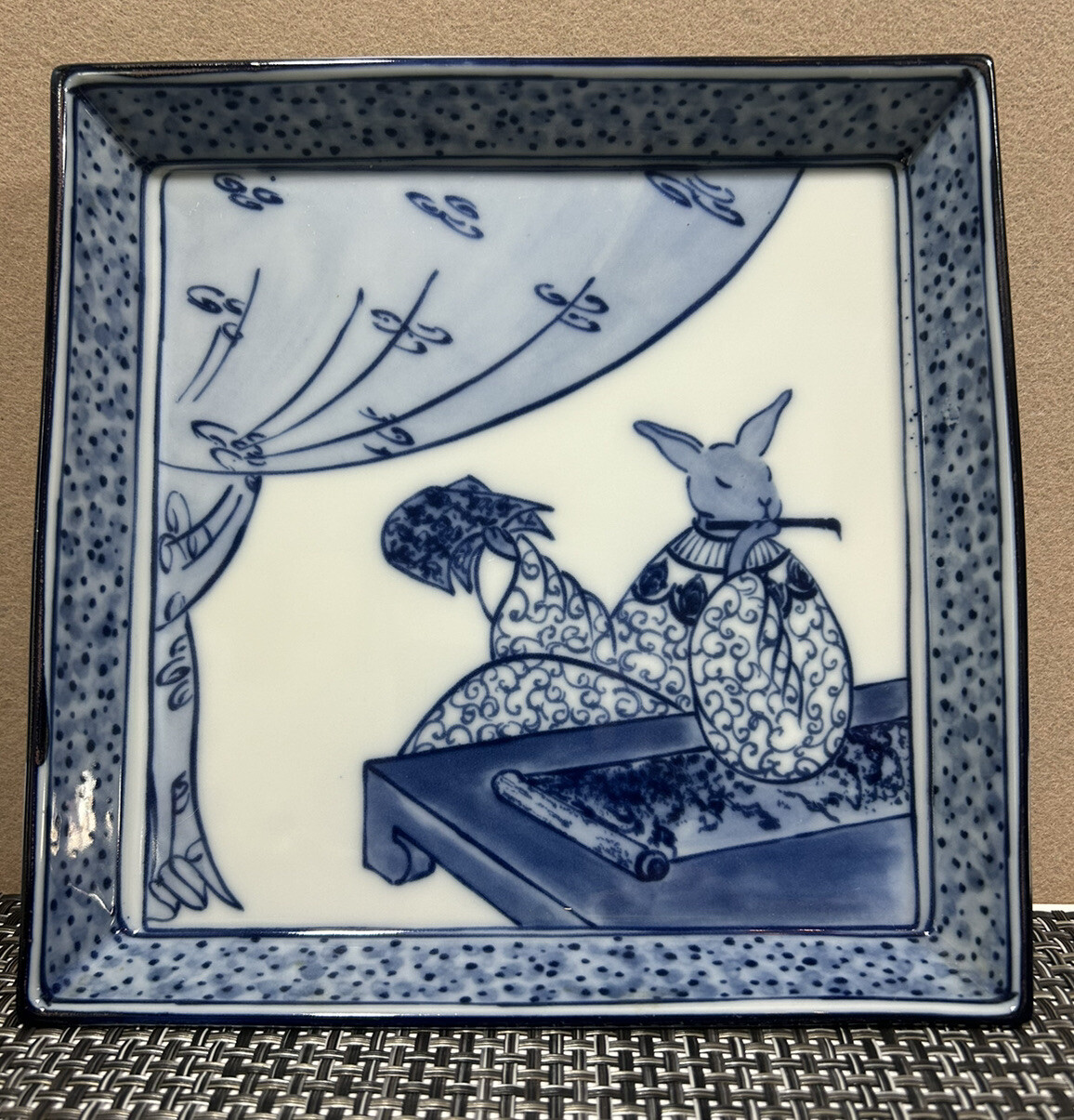 Lin Dynasty 1982 Decorative Plate Blue White Artist Rabbit 7 3/4 ...