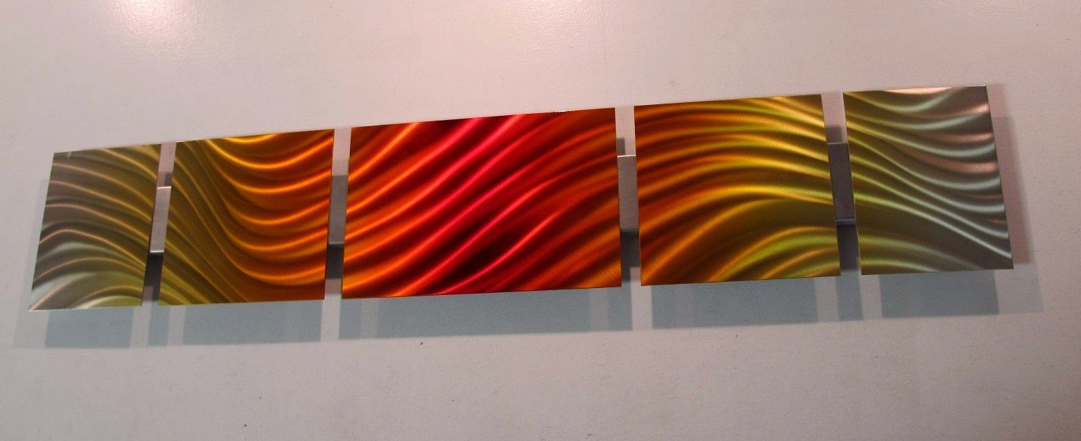 Modern Metal Wall Art Sculpture Abstract Panels Set Home Decor Red ...